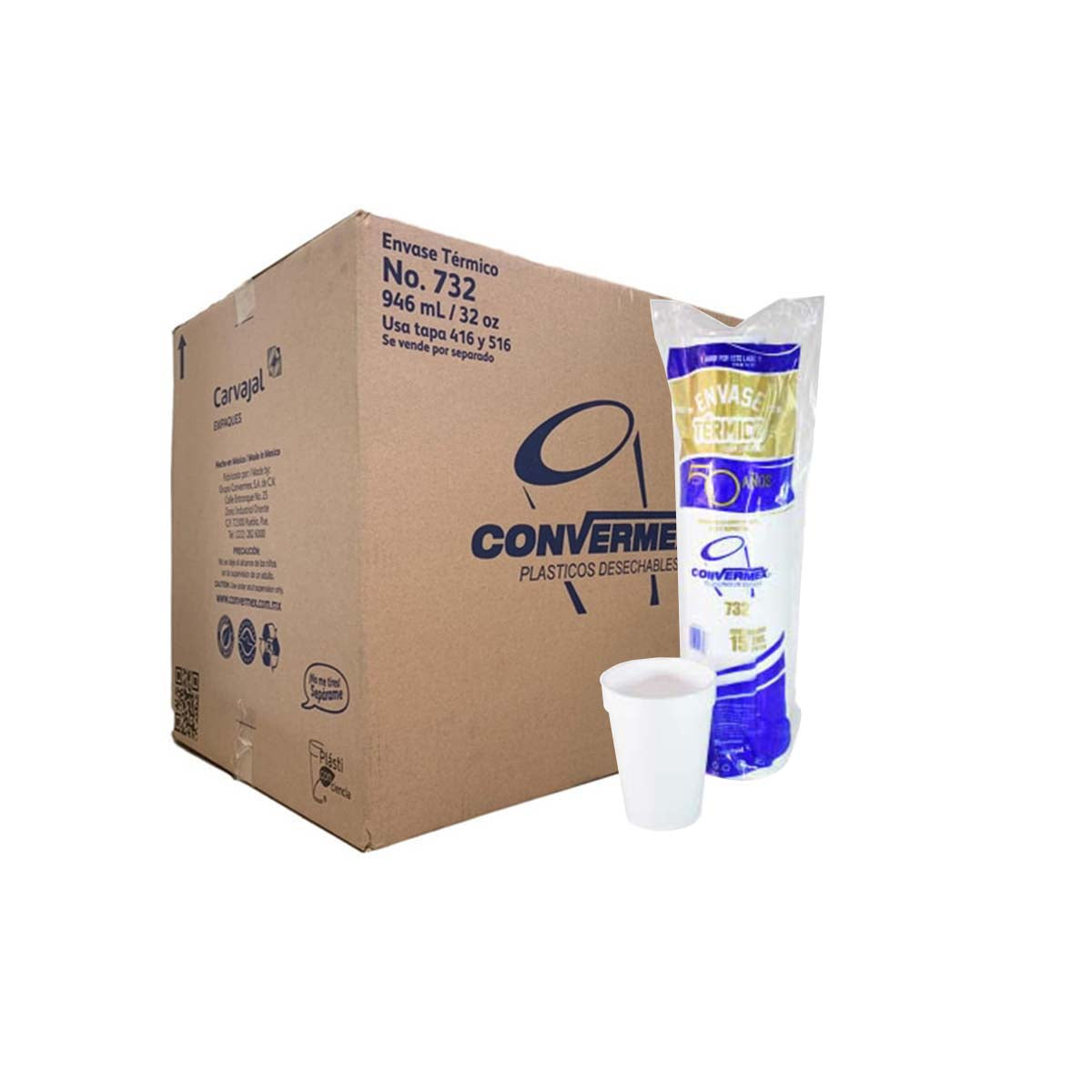 VASO TERMICO 732 CONVERMEX PARA 1 LITRO CARTON C/300 PZAS – El Mexicano ...